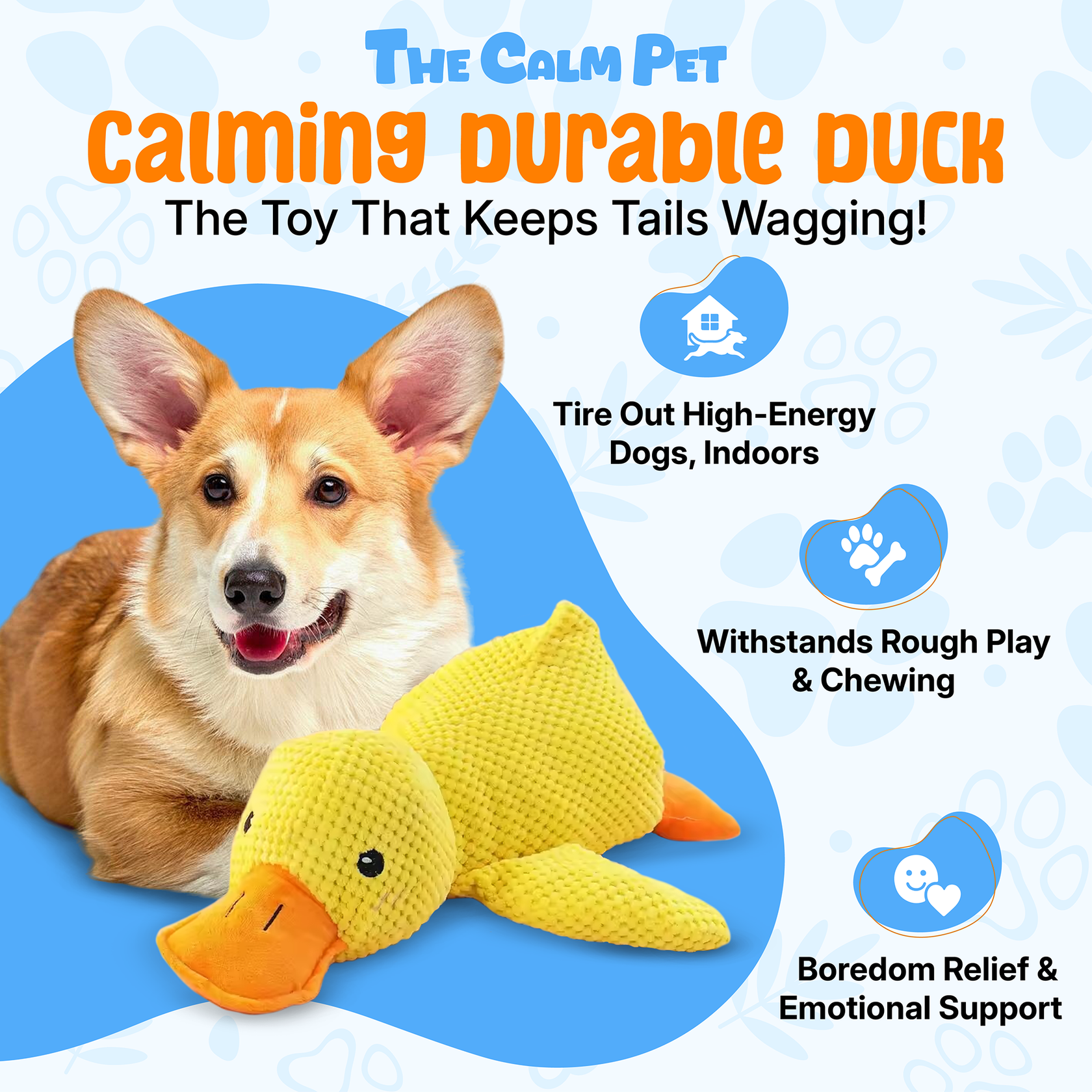 Calming Durable Duck Dog Toy, Heavy Chewing & Bite Resistant Toy For ...